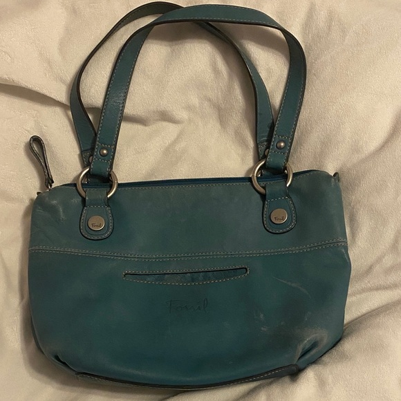Fossil | Bags | Fossil Blue Leather Shoulder Bag | Poshmark